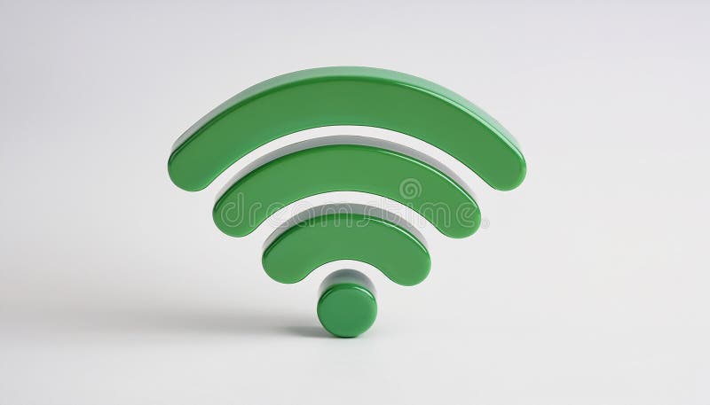 Green Wi Fi Symbol Isolated on White Backdrop. 3D Rendering Stock ...