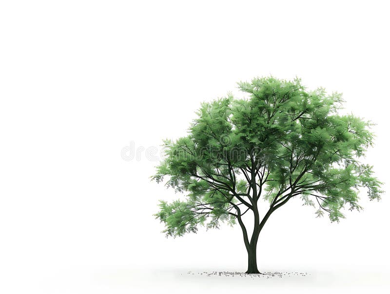 Green Wide Tree on White Background Stock Illustration - Illustration ...