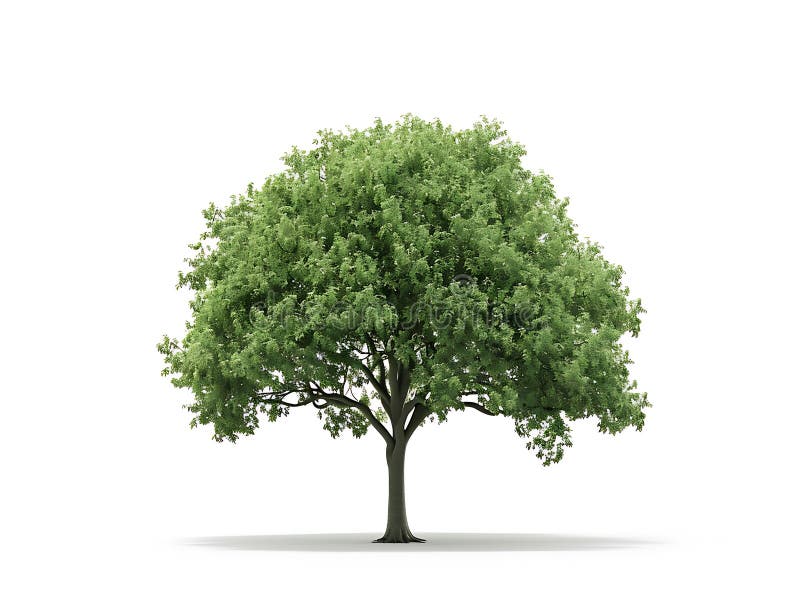 Green Wide Tree on White Background Stock Illustration - Illustration ...