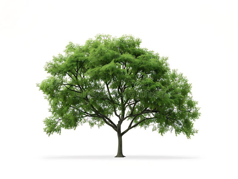 Green Wide Tree on White Background Stock Illustration - Illustration ...