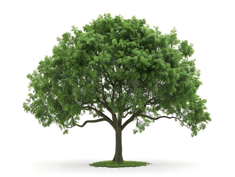 Green Wide Tree on White Background Stock Illustration - Illustration ...