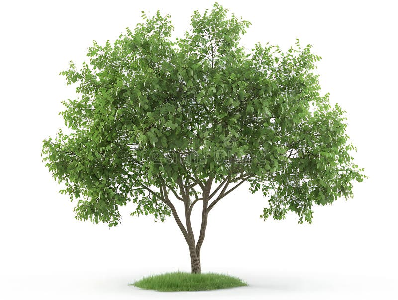 Green Wide Tree on White Background Stock Illustration - Illustration ...