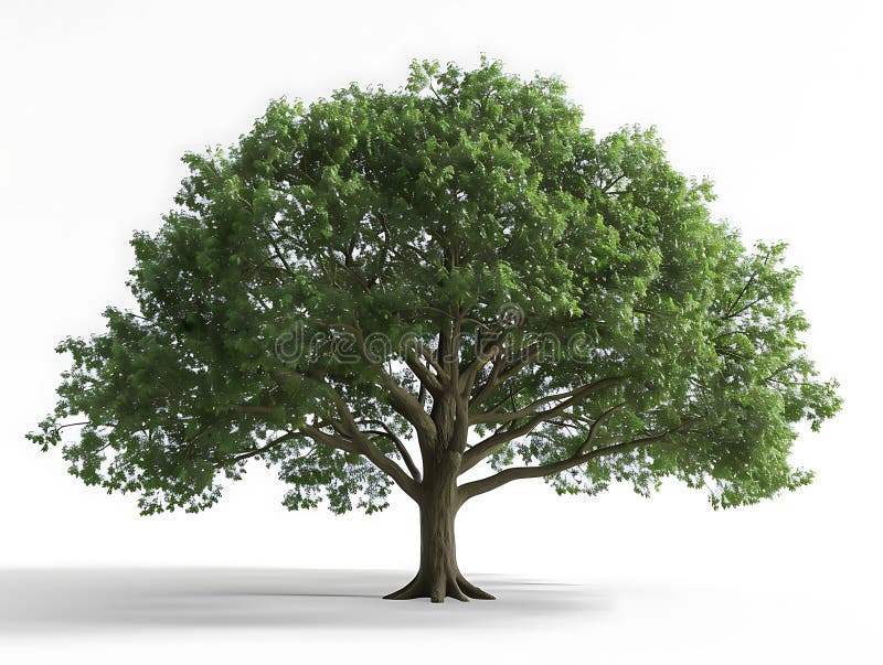 Green Wide Tree on White Background Stock Illustration - Illustration ...