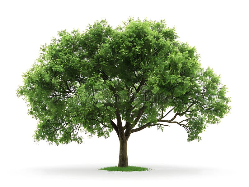 Green Wide Tree on White Background Stock Illustration - Illustration ...