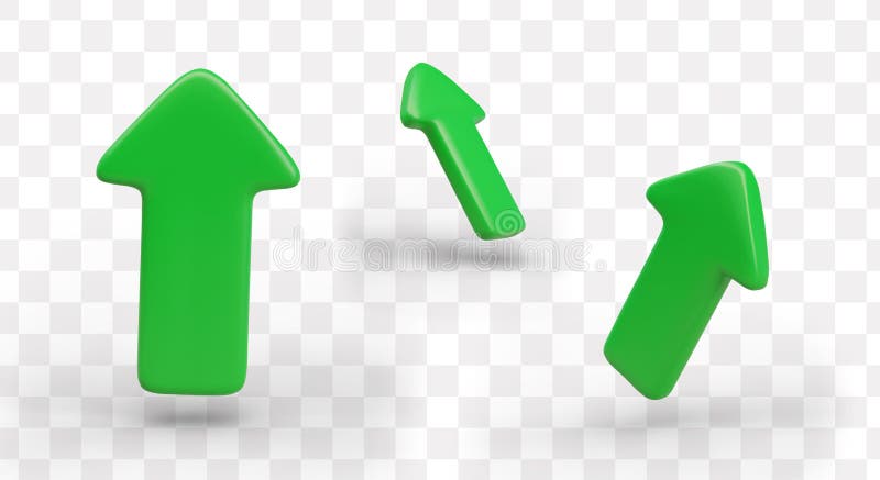 Green Wide Vector Arrow, Straight and Tilted View. Templates for ...