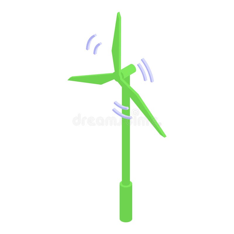 Green Wind Turbine Converting Wind Energy Isometric View Stock ...
