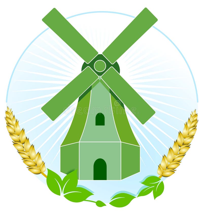 Green windmill stock illustration. Illustration of mill - 15114263