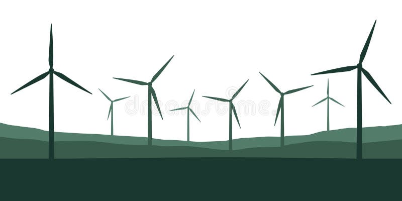 Green Windmills Silhouette Wind Power Energy Concept Stock Vector ...