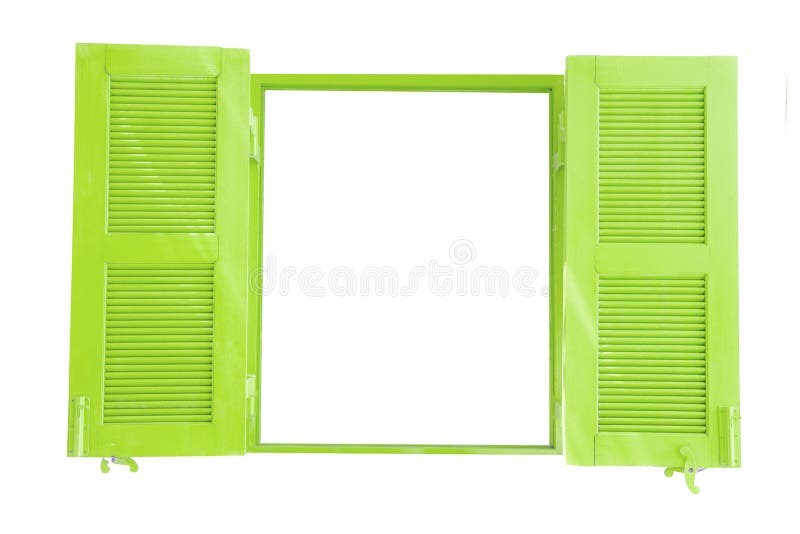 Green Painted Wooden Window Frame Isolated on a White Background Stock ...