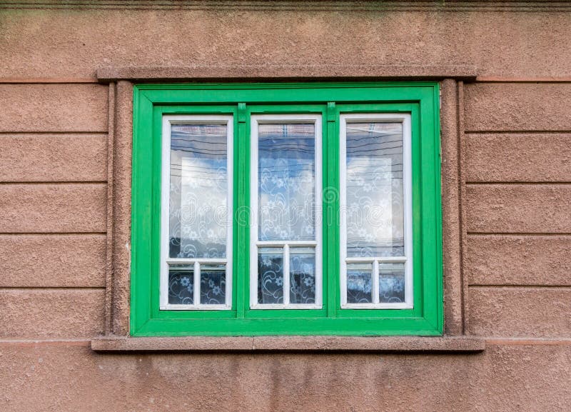 Green window stock image. Image of wall, design, vintage - 38683273