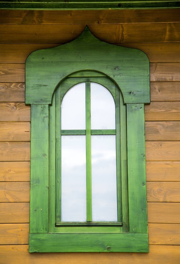 Green Window on Wooden House Stock Photo - Image of decorative, rustic ...