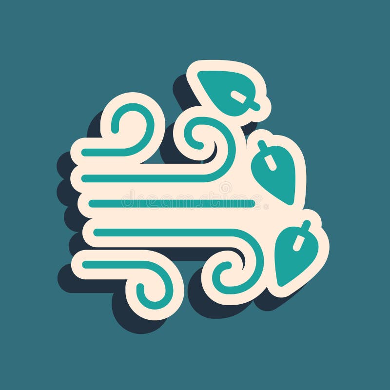 Green Windy Weather Icon Isolated on Green Background. Cloud and Wind ...