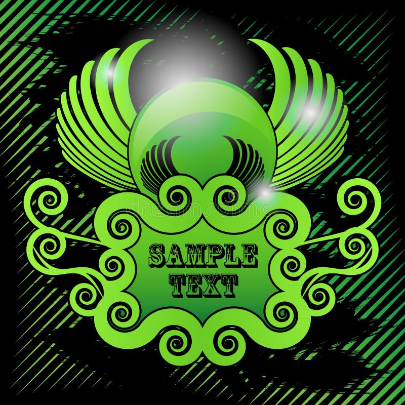 Green Winged Banner or Label Template, Concept Background Design Stock ...