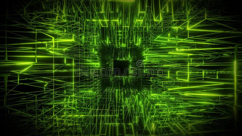 Green Wireframe Visual Design Background 3d Rendering Stock ...