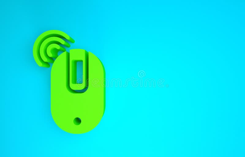 Green Wireless Computer Mouse Icon Isolated on Blue Background. Optical ...