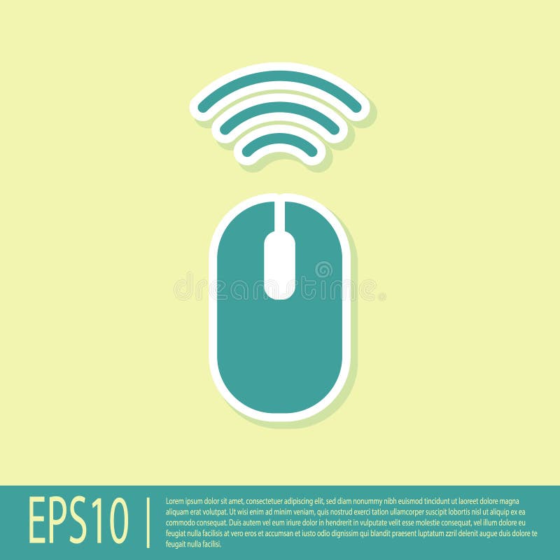 Green Wireless Computer Mouse System Icon Isolated on Yellow Background ...