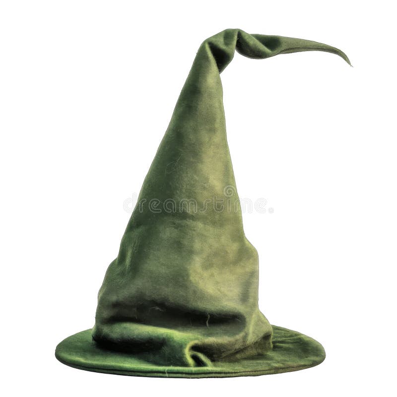 Green Witch Hat with Pointed Tip Stock Photo - Illustration of conjure ...