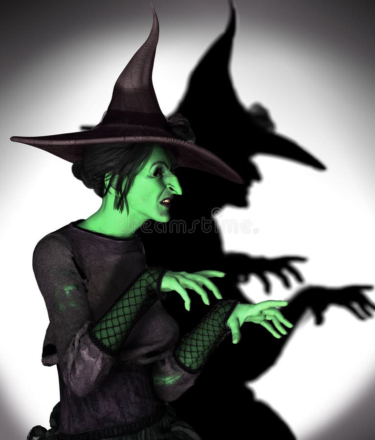 Green Witch Working Magic stock illustration. Illustration of magician ...
