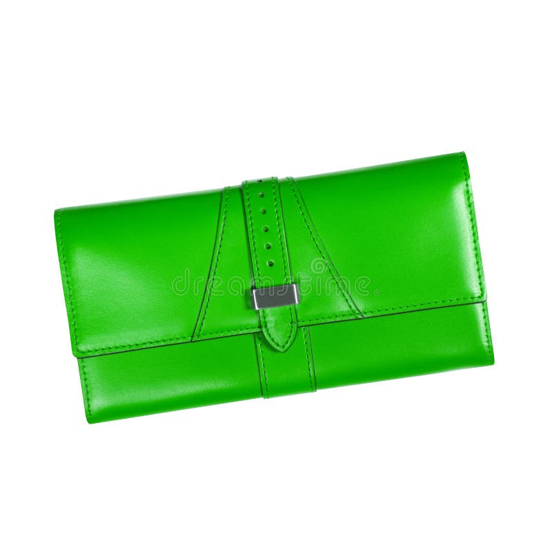 Green Women Clutch Isolated on a White Background Stock Image - Image ...