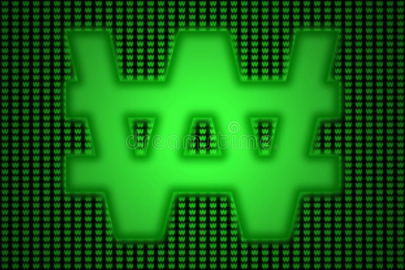 Green Won Symbol on a Won Background Stock Illustration - Illustration ...