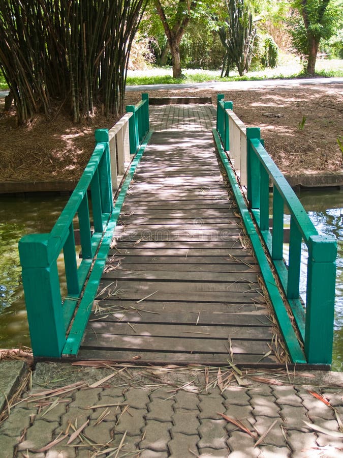 Green wooden bridge stock image. Image of cross, canal - 15324217