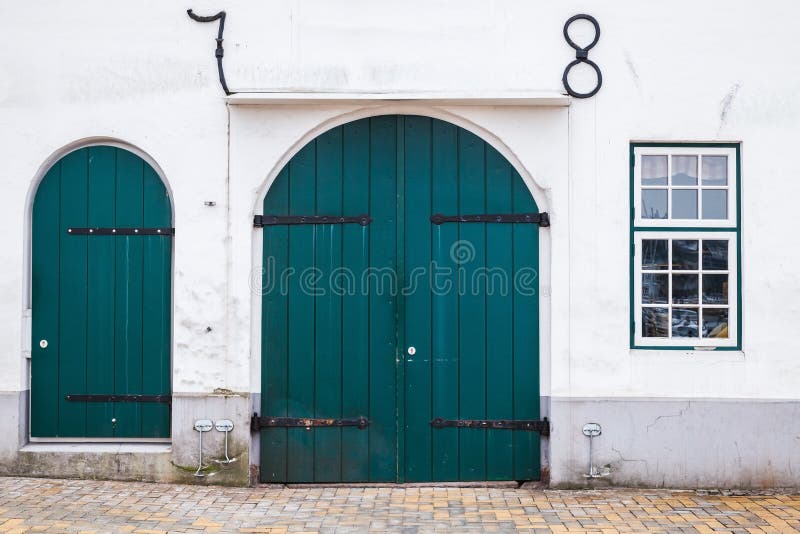 Green Wooden Doors and Window Stock Photo - Image of germany, green ...