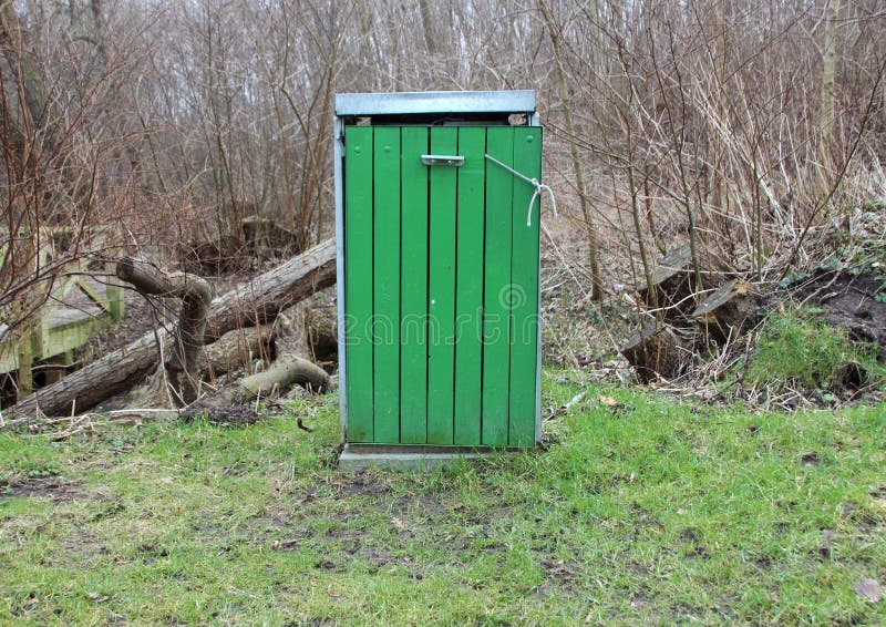 Garbage Bin in a Forest stock image. Image of pine, ecology - 34801595