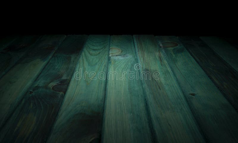 Green Wooden Table View with Dark Background and Empty Space for Your ...