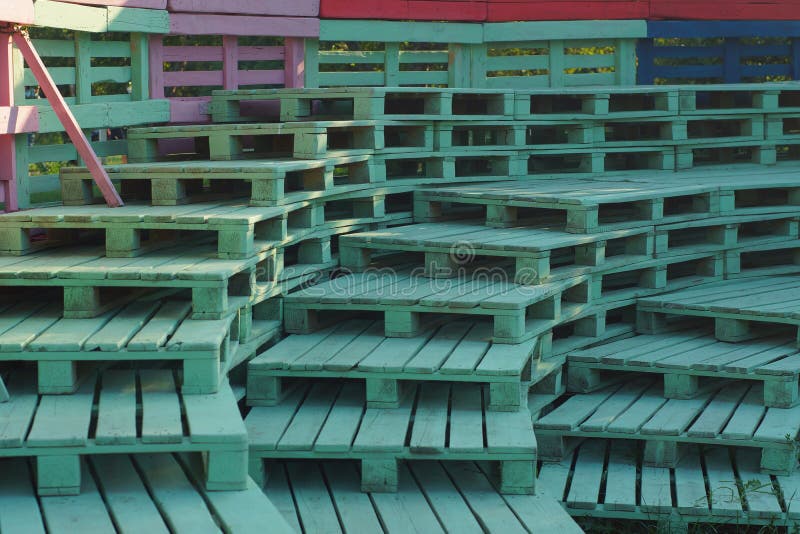 Wooden Texture from a Row of Pallets Seats Stock Image - Image of ...