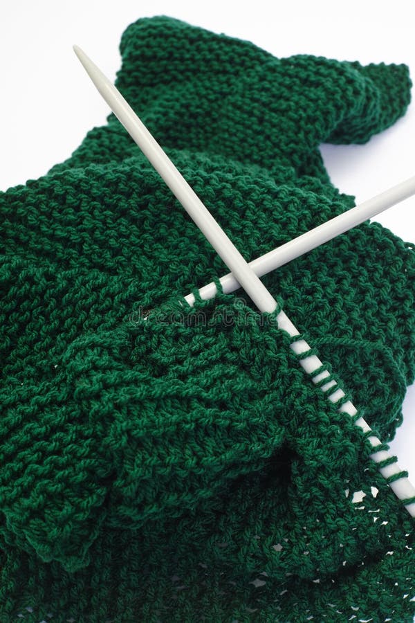 Green Wool Cloth while Knitting Stock Image - Image of wool, hobby ...