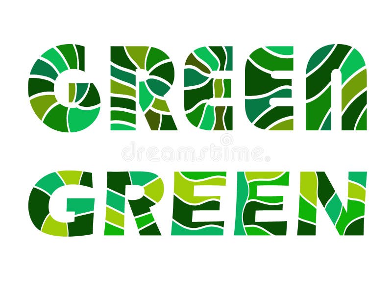 Green Word Nature Related Logos Stock Illustration - Illustration of ...