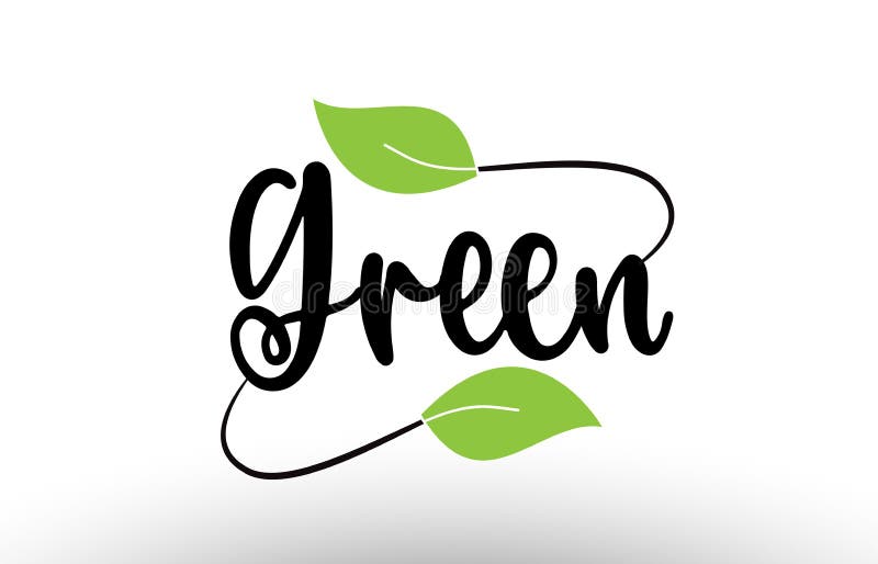 Green Word Text with Green Leaf Logo Icon Design Stock Vector ...