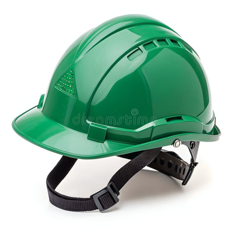 Green Worker Helmet Isolated on White Background Stock Illustration ...