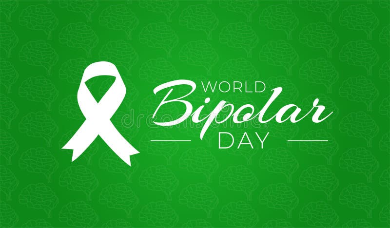 Green World Bipolar Day Background Illustration with White Ribbon Stock ...