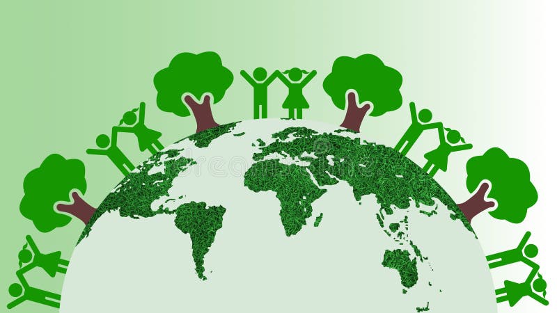 Green World, Children Dance for a Better World. Green Ecology Concept ...