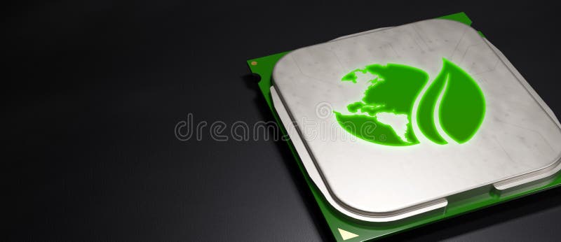 Green World Earth Technology Concept 3D Render Stock Illustration ...