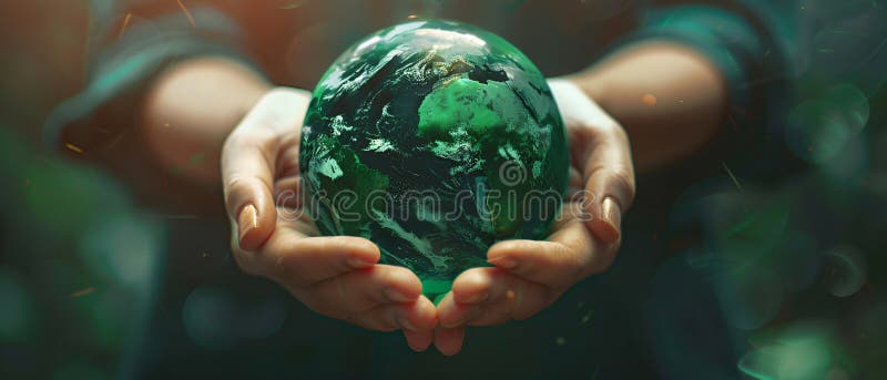 Green World in the Heart Hand - Grass Background Stock Photo - Image of ...