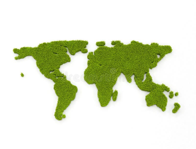 Green Grass in the Shape of a World Map Stock Photo - Image of world ...