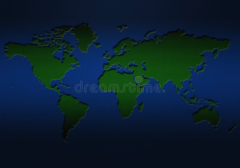 Green World Map with Flat, Textured Design Stock Illustration ...
