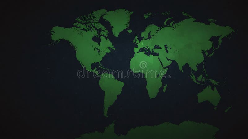 Green World Map Illustration on Dark Background with Detailed ...