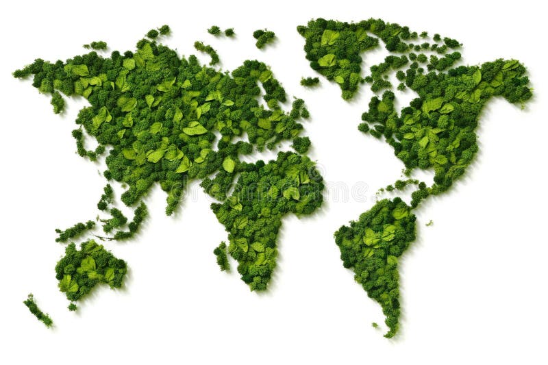 Green World Map Isolated on White Map of the World Green World Map ...