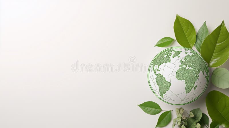 Green World Map with Leaves Symbolizing Environmental Protection and ...