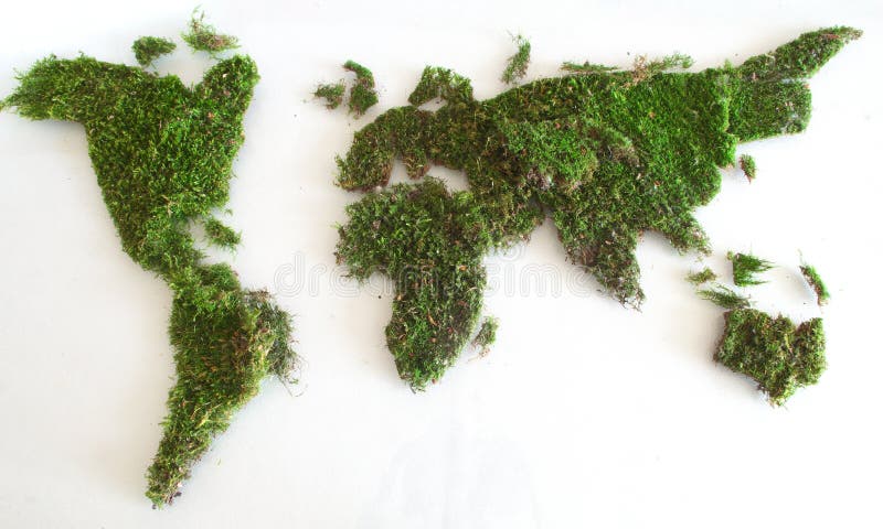 Green World Map- 3D Tree or Forest Shape of World Map Isolated on White ...