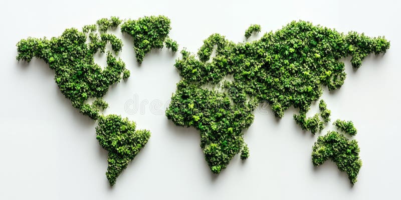 Green World Map Made of Plants Stock Illustration - Illustration of ...
