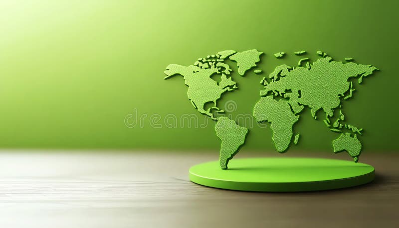 Green World Map Model Symbolizing Environmental Awareness and ...
