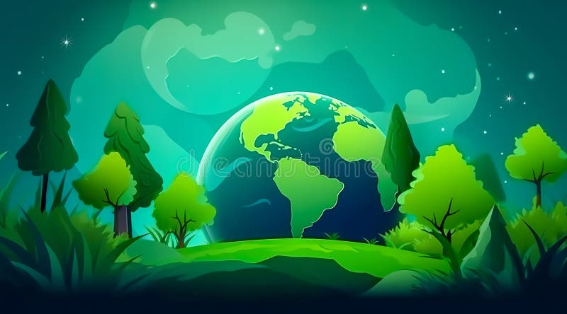 Green World Map. World Map Green Planet Earth Day or Environment Day ...