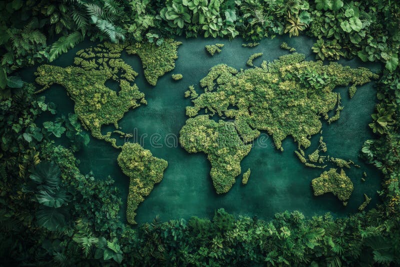 A Green World Map Represents Efforts To Preserve the Environment Stock ...