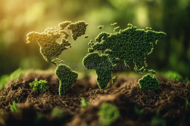 Green World Map Symbolizes Environmental Conservation. Stock Photo ...