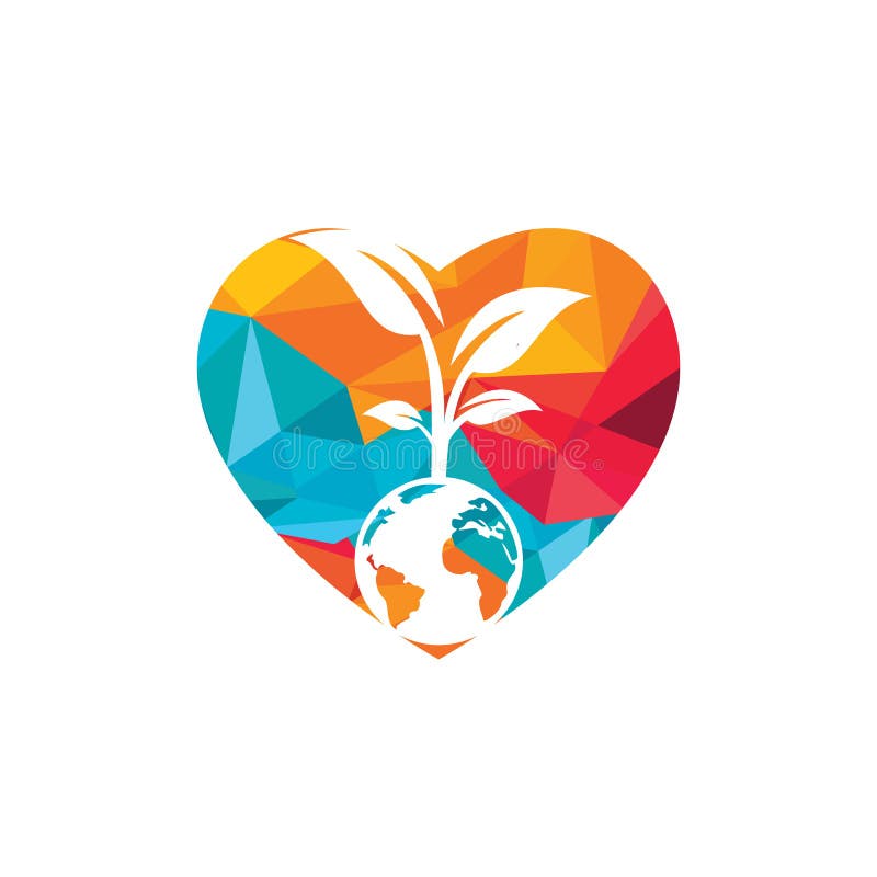 Globe Tree with Heart Vector Logo Design Template. Planet and Eco ...