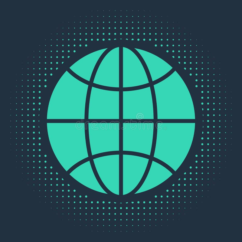 Green Worldwide Icon Isolated on Blue Background. Pin on Globe. 3d ...